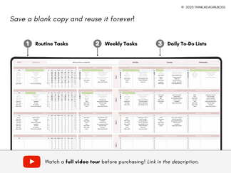 12 Month Calendar To-Do List - V1 Pink – Think Like A Girl Boss