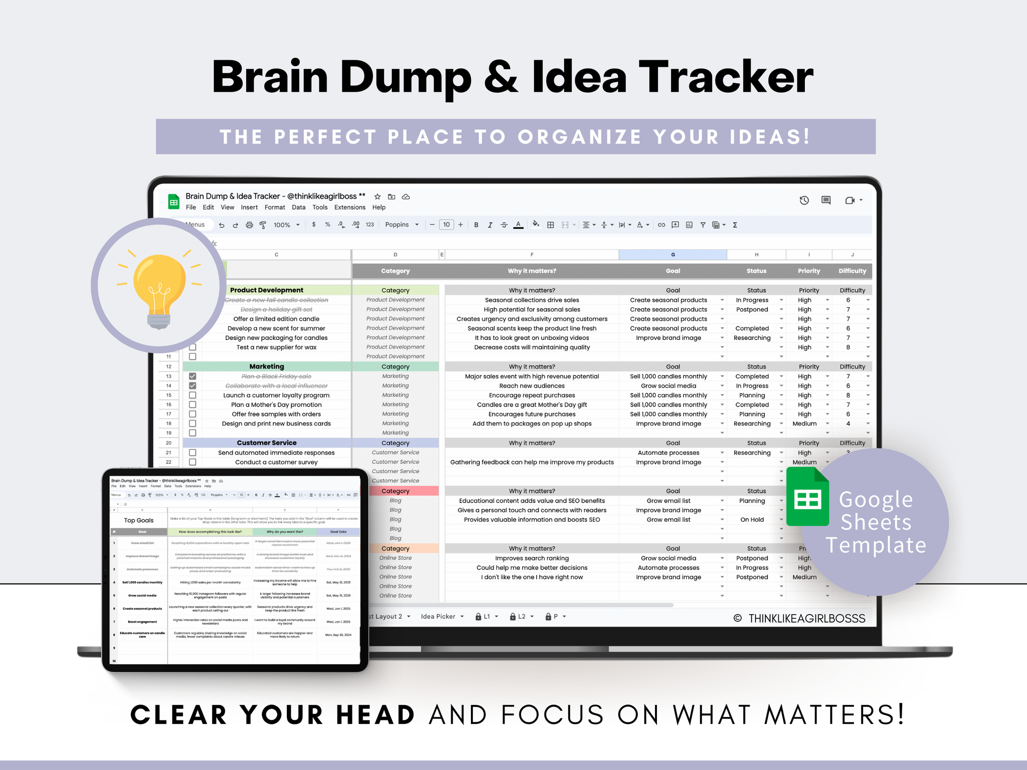 Brain Dump & Idea Tracker - V1 – Think Like A Girl Boss