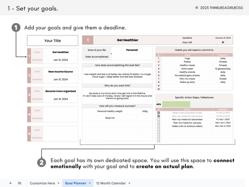 The Ultimate Goal Planner - V1 Pink – Think Like A Girl Boss