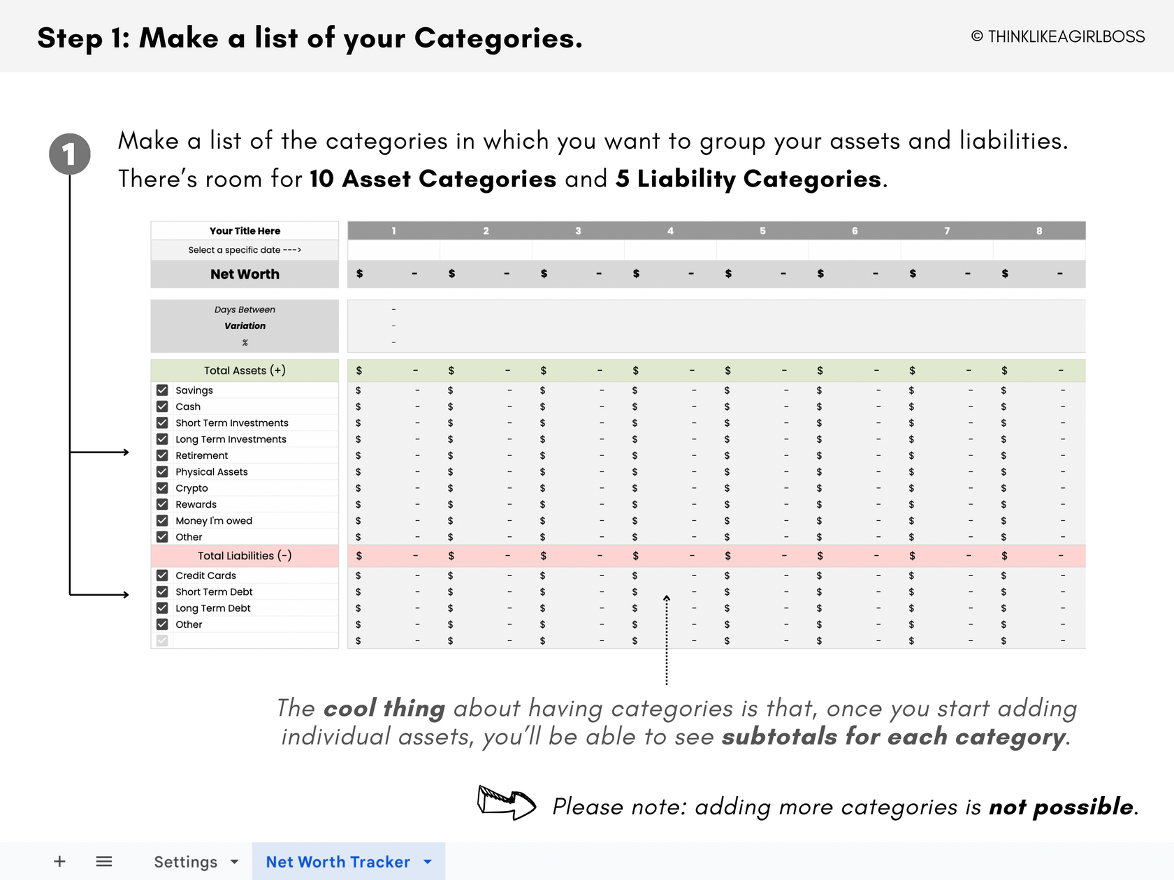 Net Worth Tracker - V1 – Think Like A Girl Boss