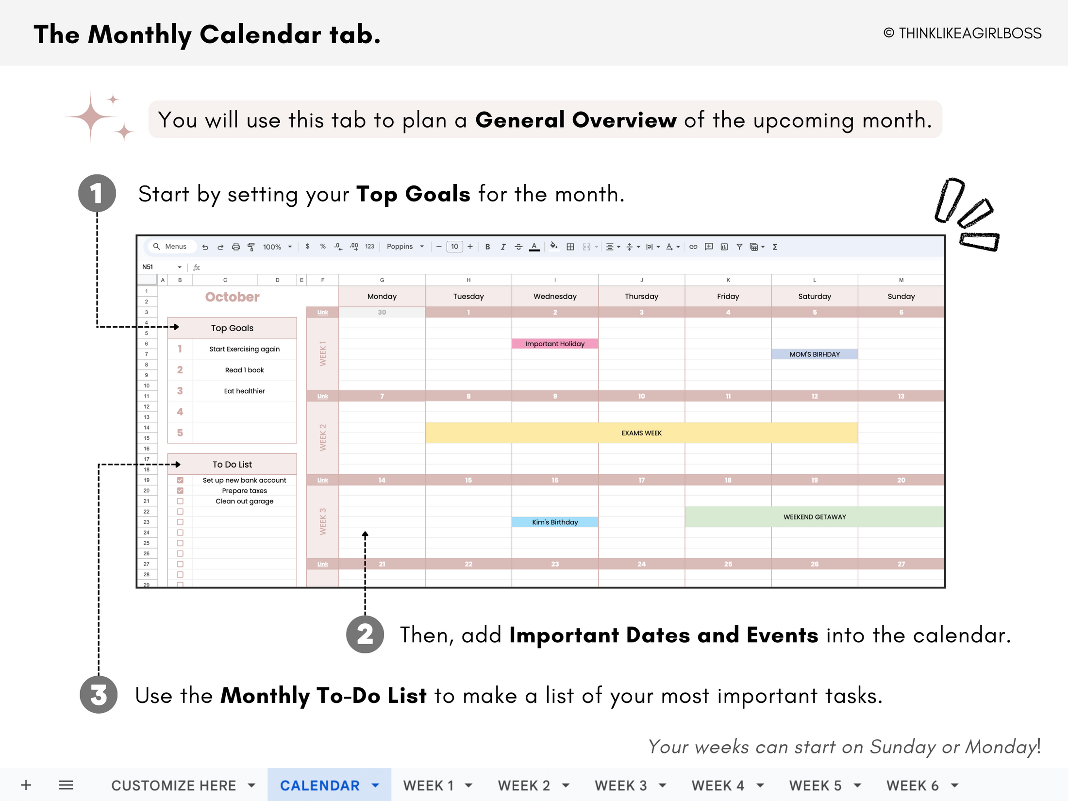 Monthly Planner - V1 Pink – Think Like A Girl Boss