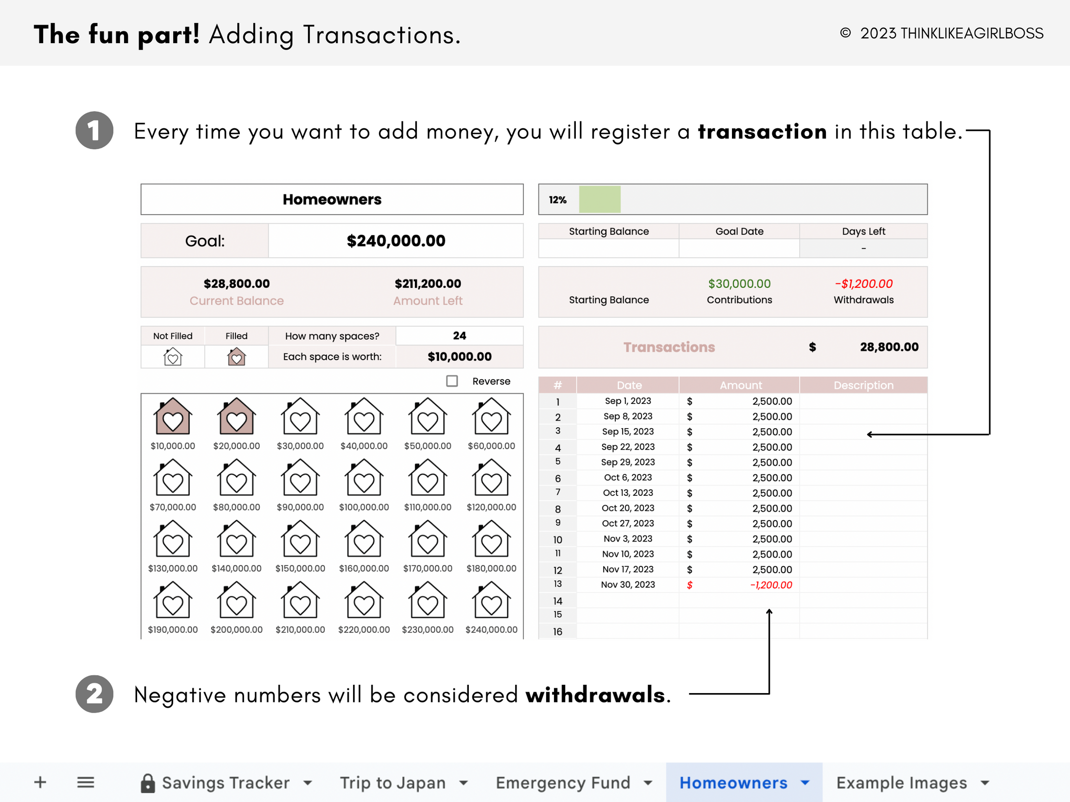 Simple Savings Tracker - Pink - V1 – Think Like A Girl Boss