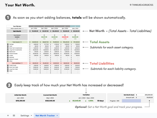 Net Worth Tracker - V1 – Think Like A Girl Boss
