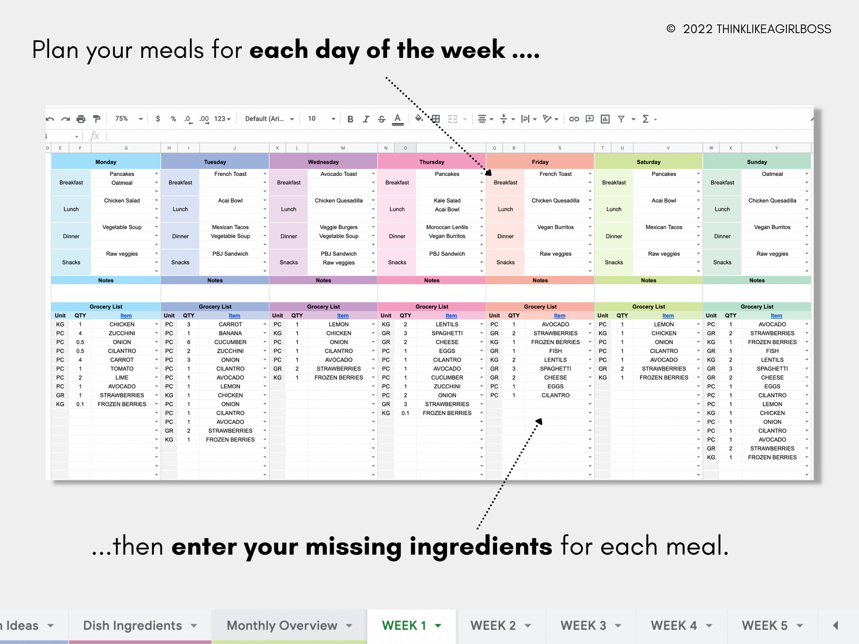 Meal Planner - V2 Extended Version – Think Like A Girl Boss