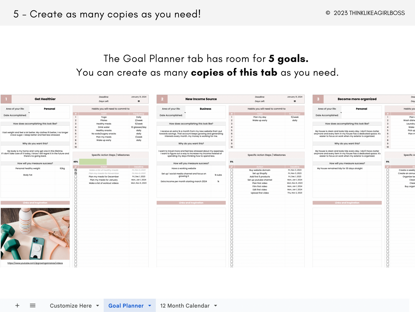 The Ultimate Goal Planner - V1 Pink – Think Like A Girl Boss
