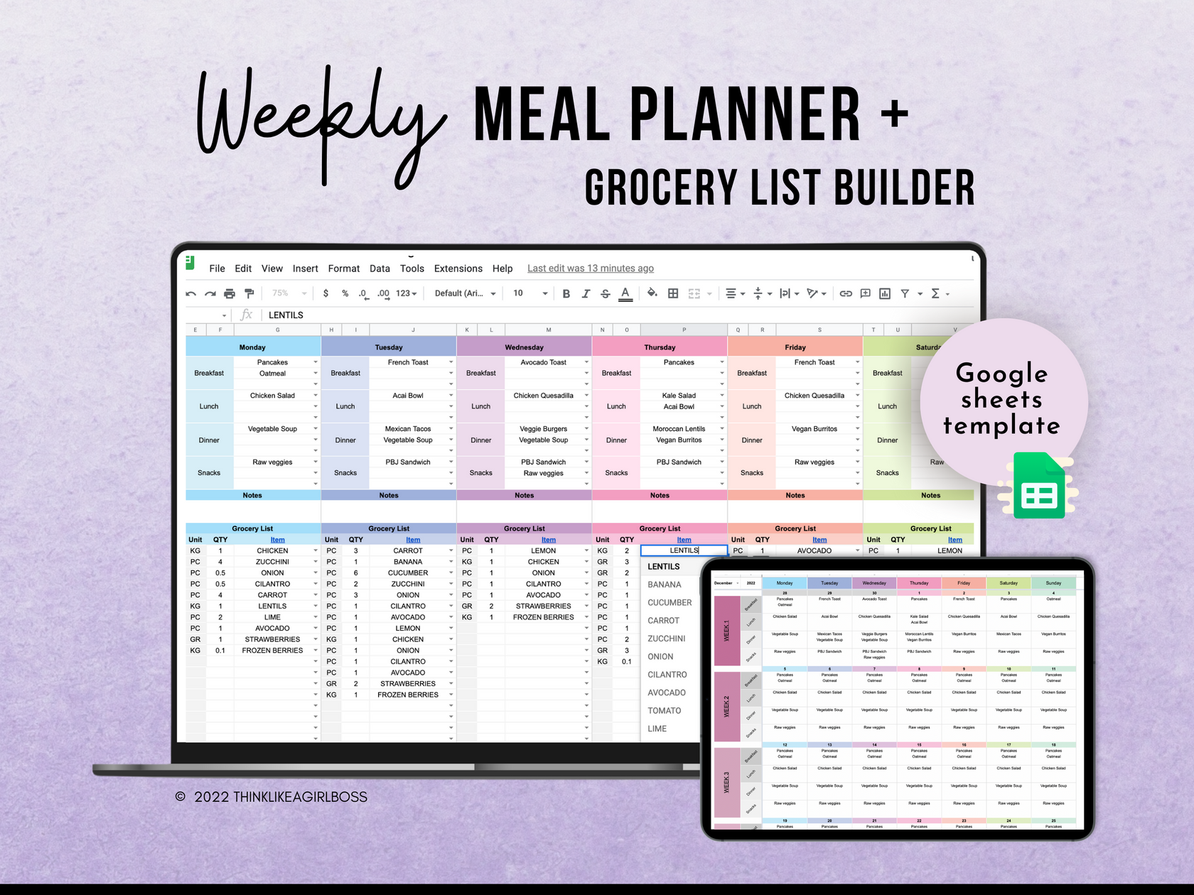 Meal Planner - V2 Extended Version – Think Like A Girl Boss