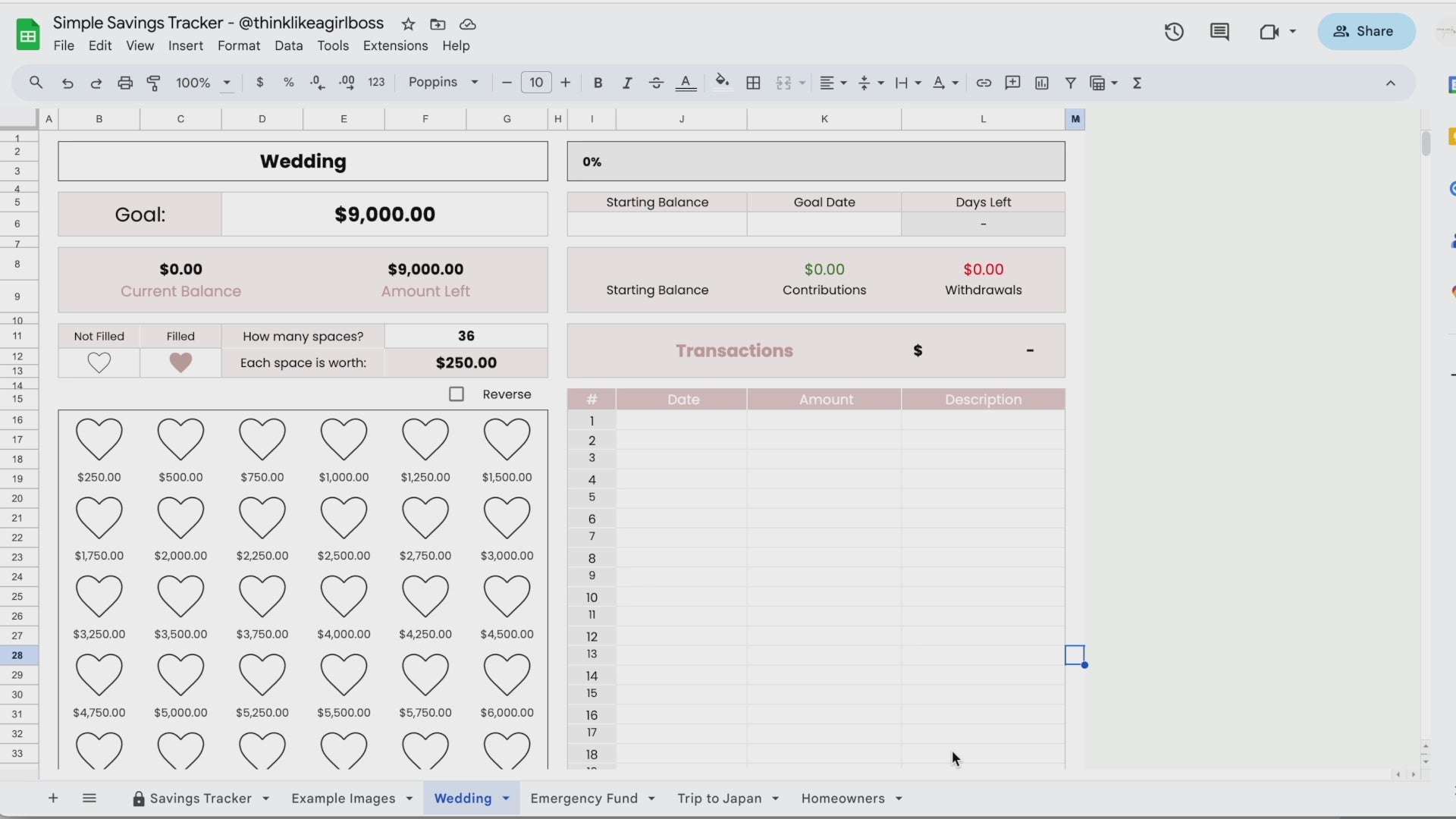 Simple Savings Tracker - Pink - V1 – Think Like A Girl Boss