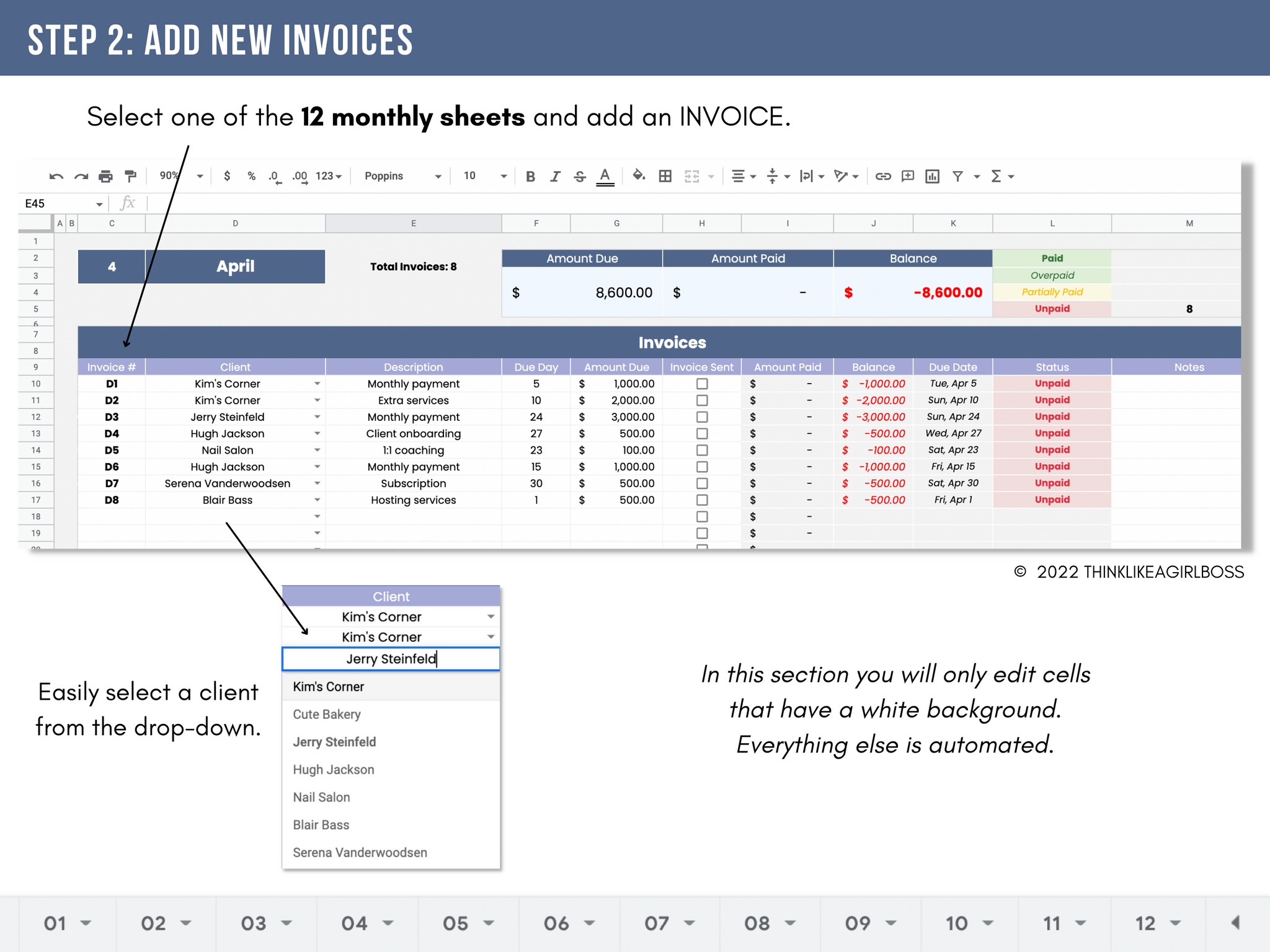 Client Invoice Tracker - V1 – Think Like A Girl Boss