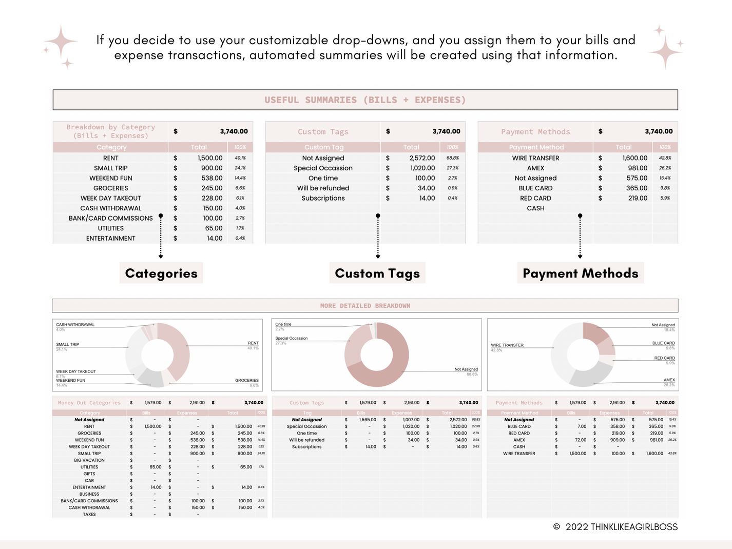 Monthly Budget Spreadsheet - V2 Pink – Think Like A Girl Boss