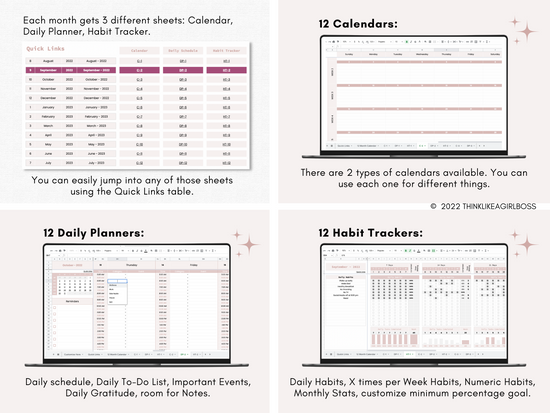 Digital Annual Planner - V1 Pink – Think Like A Girl Boss