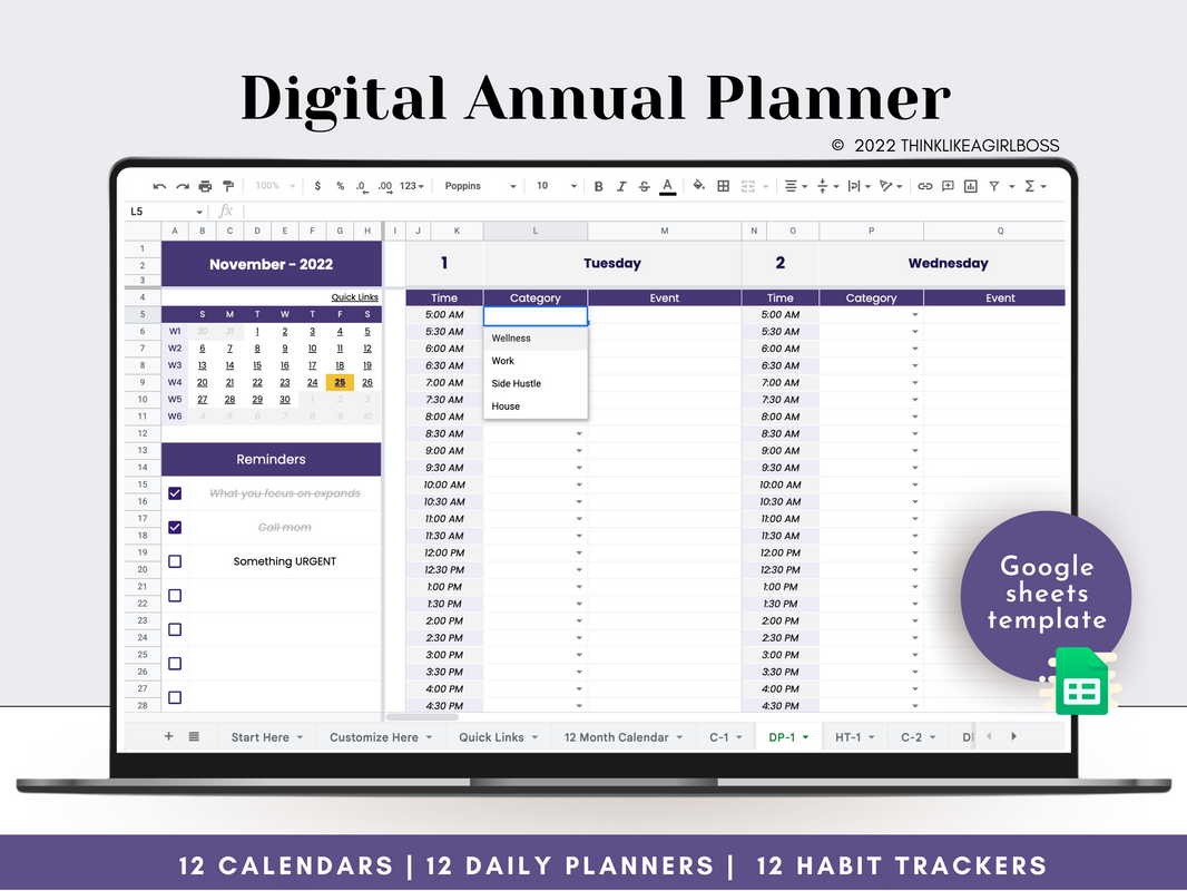All Spreadsheets – Think Like A Girl Boss